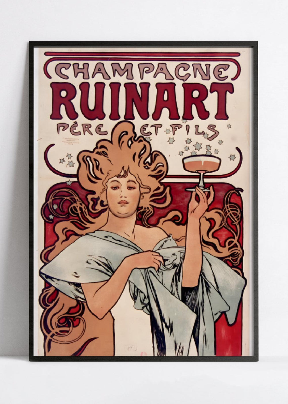 Affiche Alphonse Mucha "Champagne Ruinart" - Art Nouveau - Haute Défin