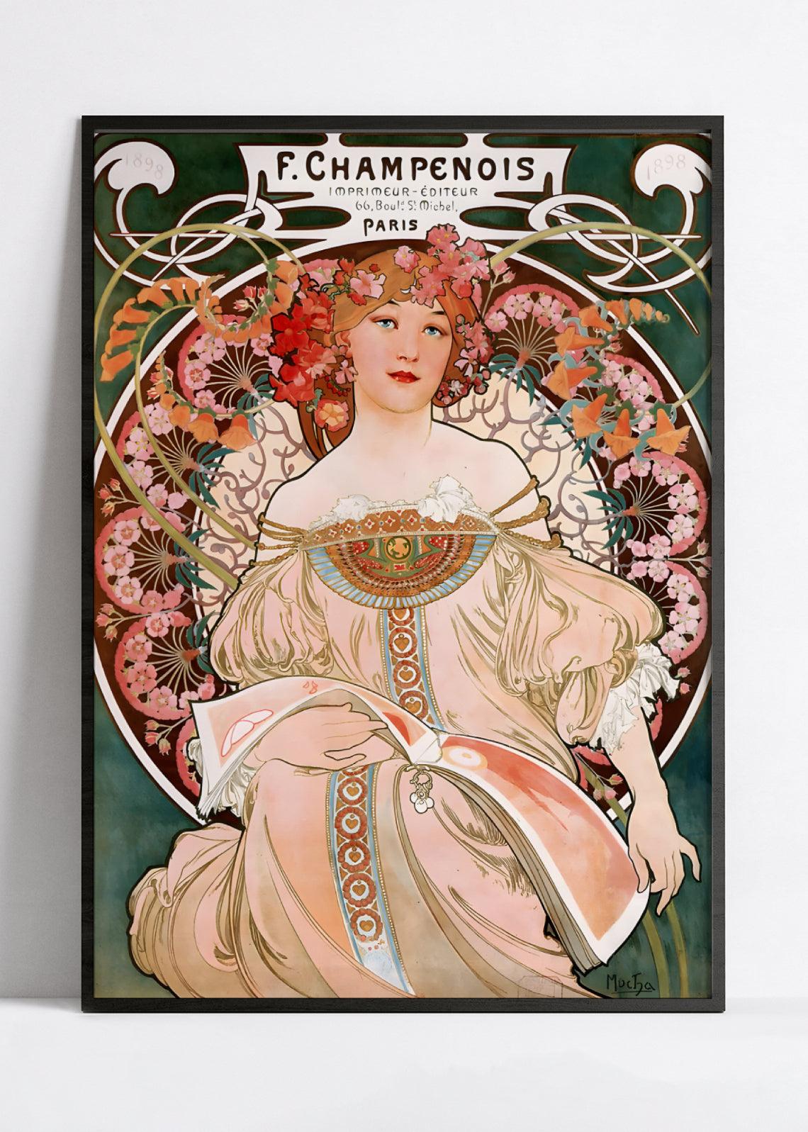 Affiche Alphonse Muchat "Champenois" - Art Nouveau - Haute Définition