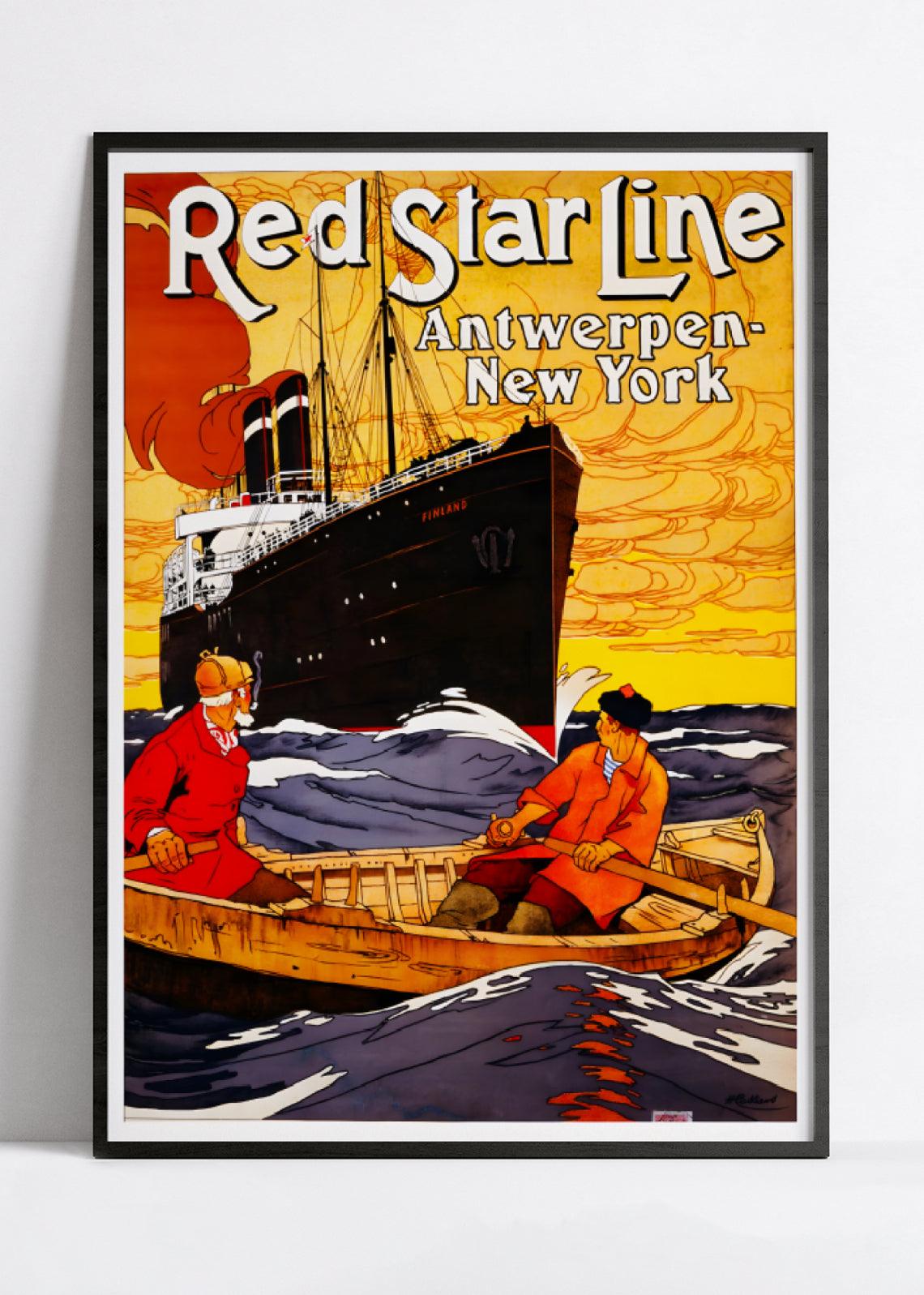 Vintage boat poster "Red Star Line" - Henri Cassiers - High Definition