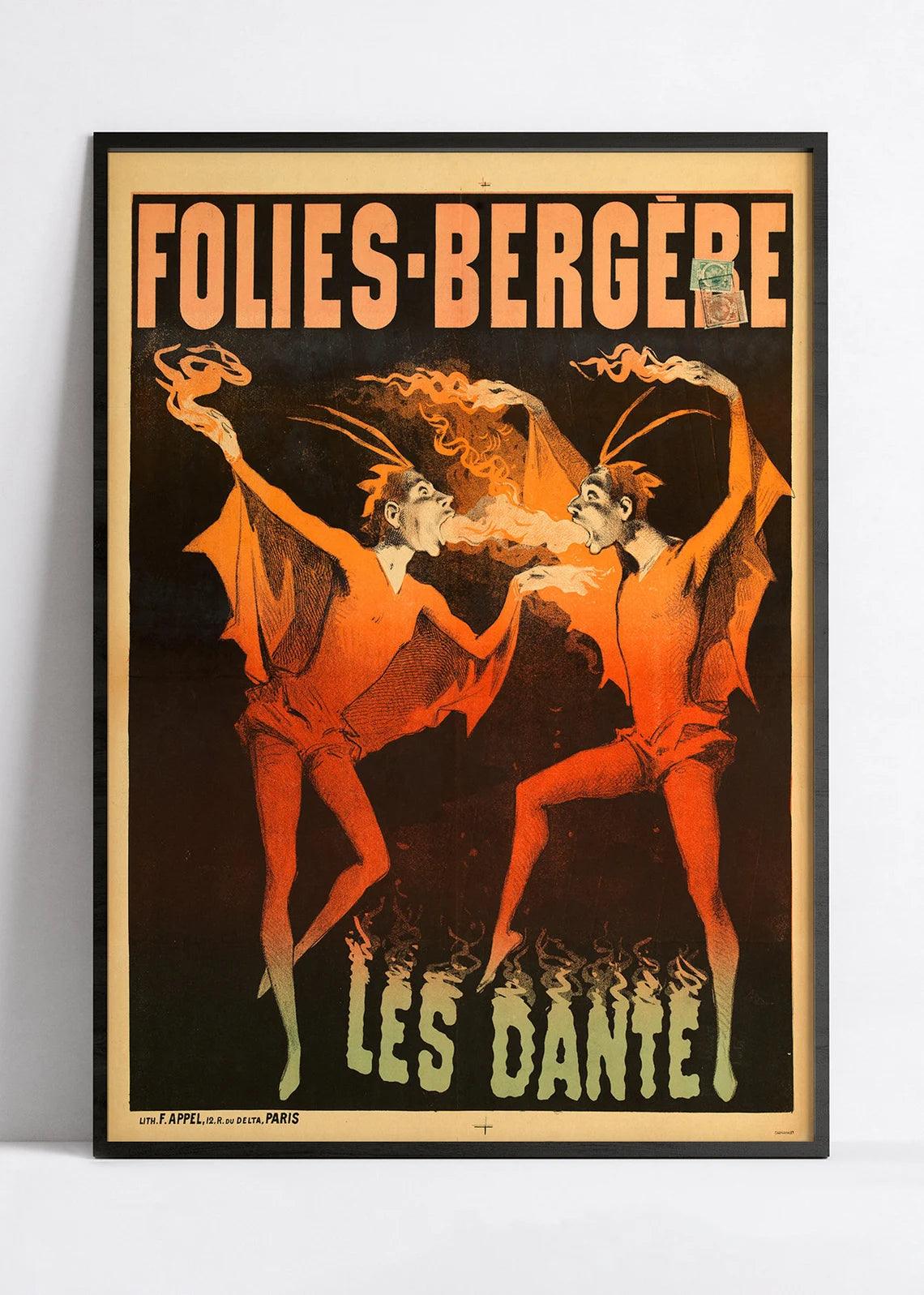 French Cabaret Poster The Rainbow, Show At The Cabaret Les Folies