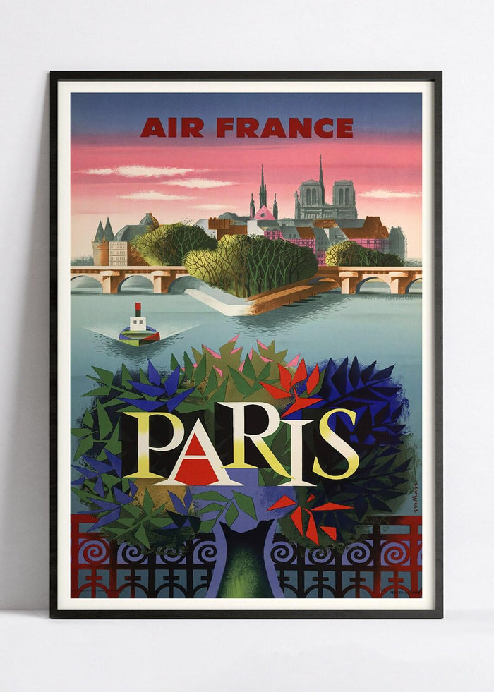 Affiche murale vintage "Paris" - Air France - Haute Définition - papie