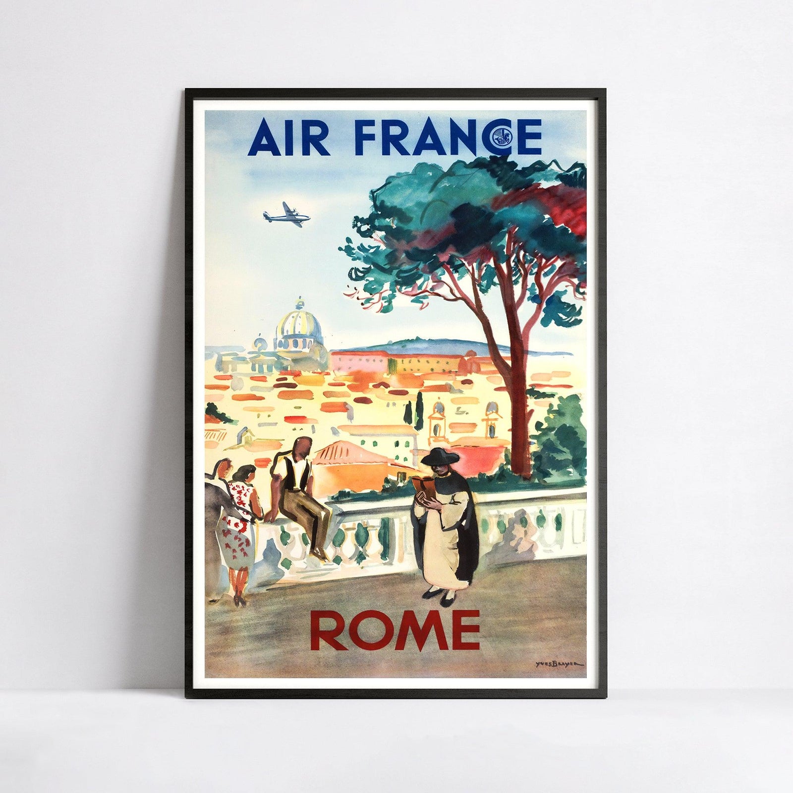 Affiche murale vintage "Rome" - Air France - Haute Définition - papier