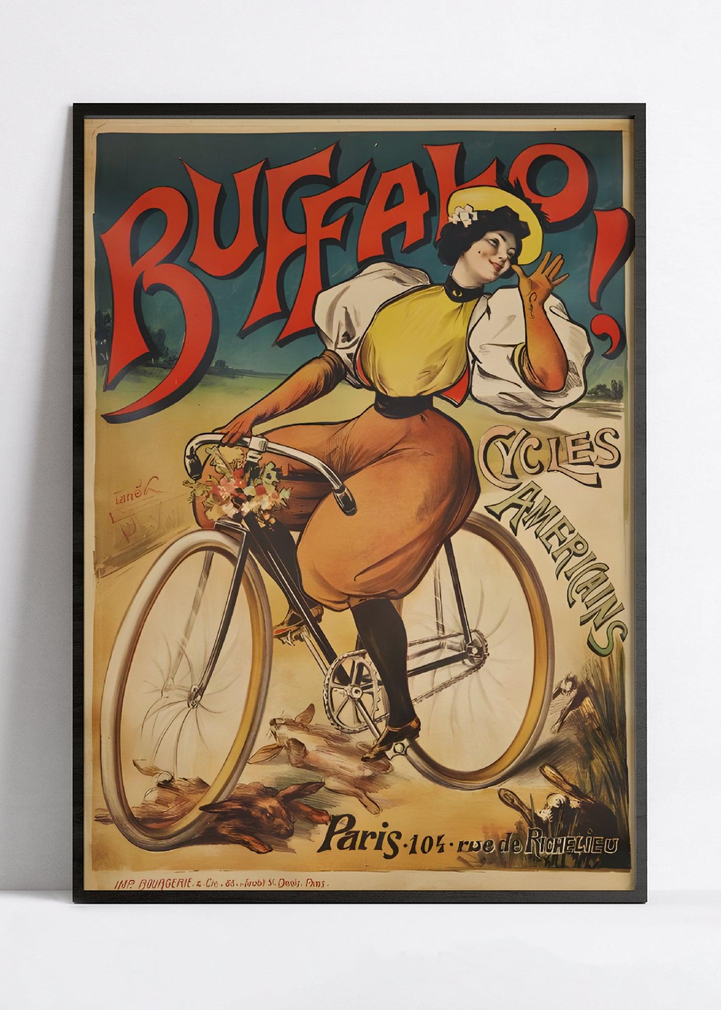 Affiche velo vintage "Buffalo Cycles américain" - Emmanuel Stanek - Ha